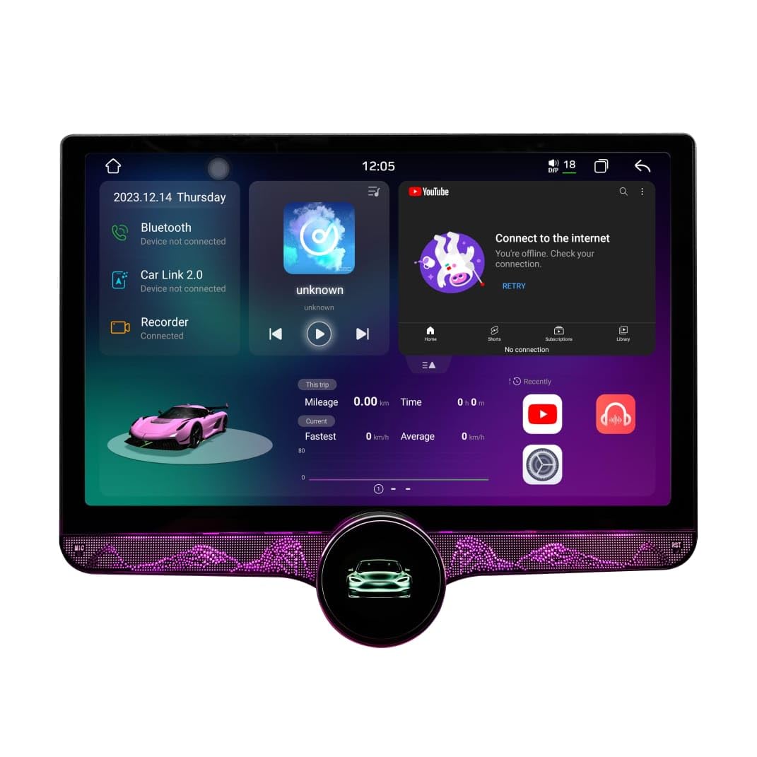 GUPTAVISION Gemstone Car Singal Knob Stereo 4GB/64GB Ram Display with ...