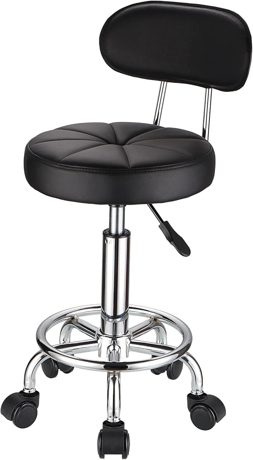 HMTOT Taburetes giratorios con ruedas, altura ajustable, respaldo de ...