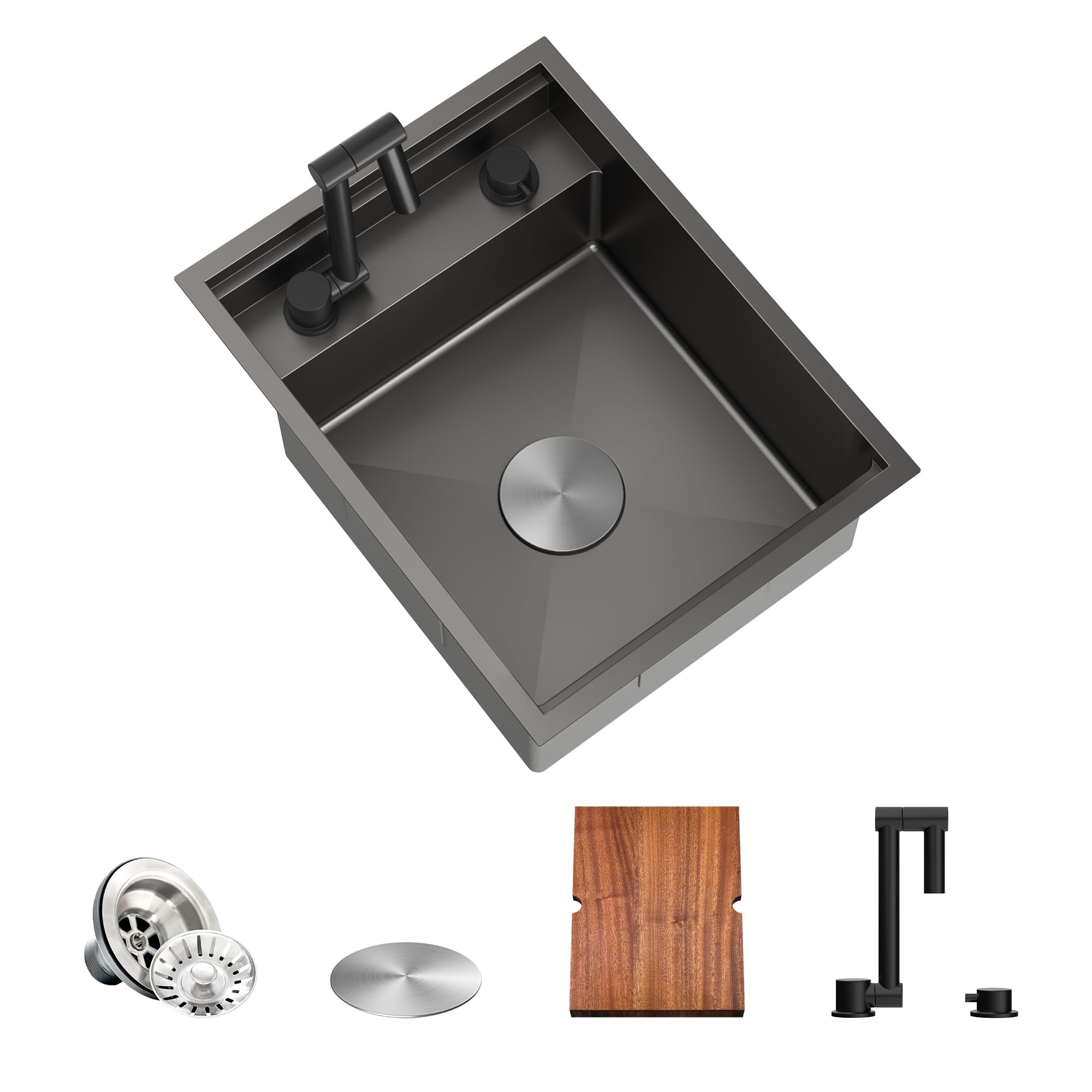 TORVA RV Kitchen Sink, 16 x 21 x 9 Inch Undermount Bar Sink 16 Gauge ...