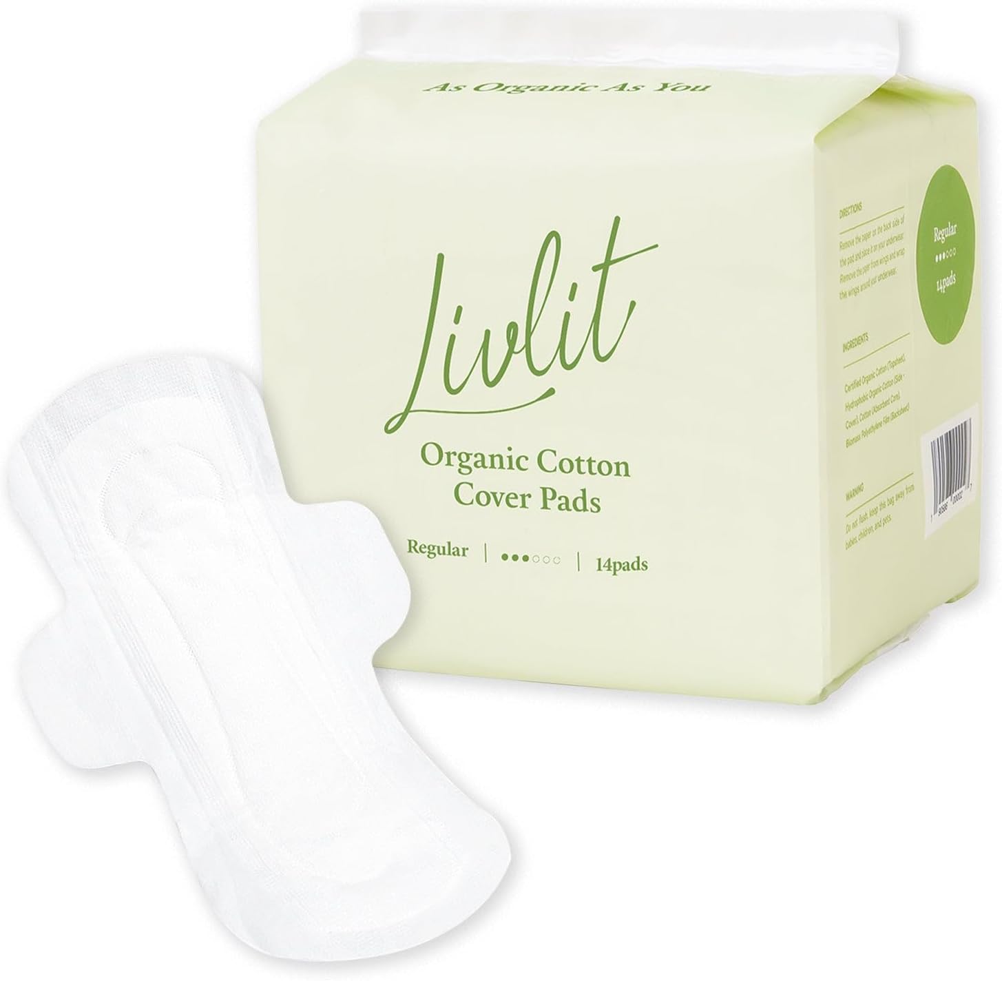 Amazon.com: L. Organic Cotton & Chlorine-Free Pads, Regular Absorbency ...