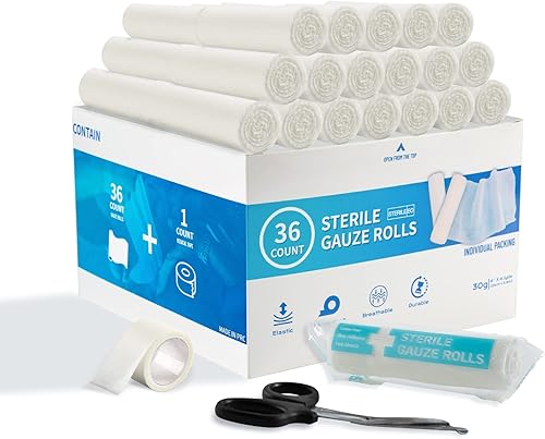 (90 rollos, 4 pulgadas x 4.1 yardas), rollos de vendaje de gasa estéril, vendaje médico de ...