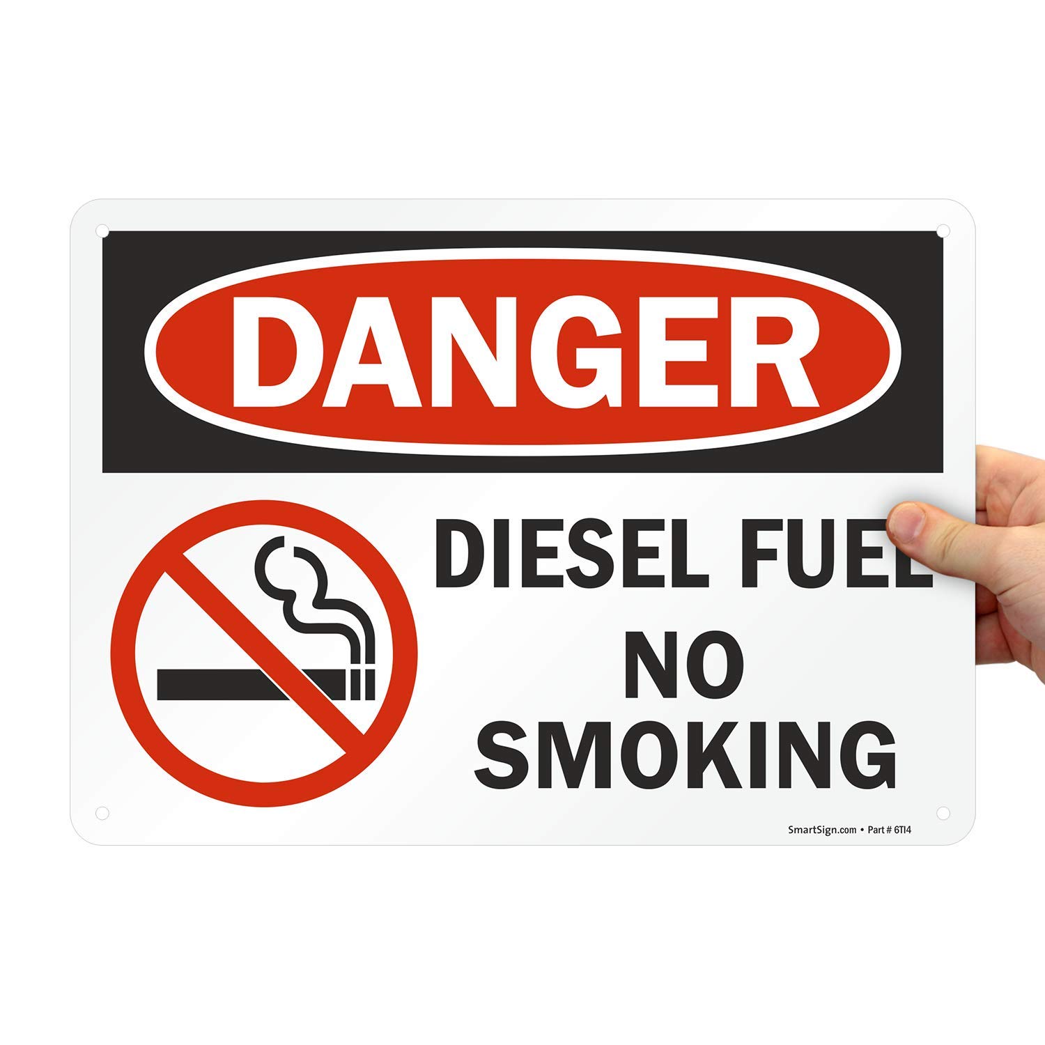 SmartSign "Danger - Diesel Fuel, No Smoking" Sign | 10" x 14" Aluminum ...