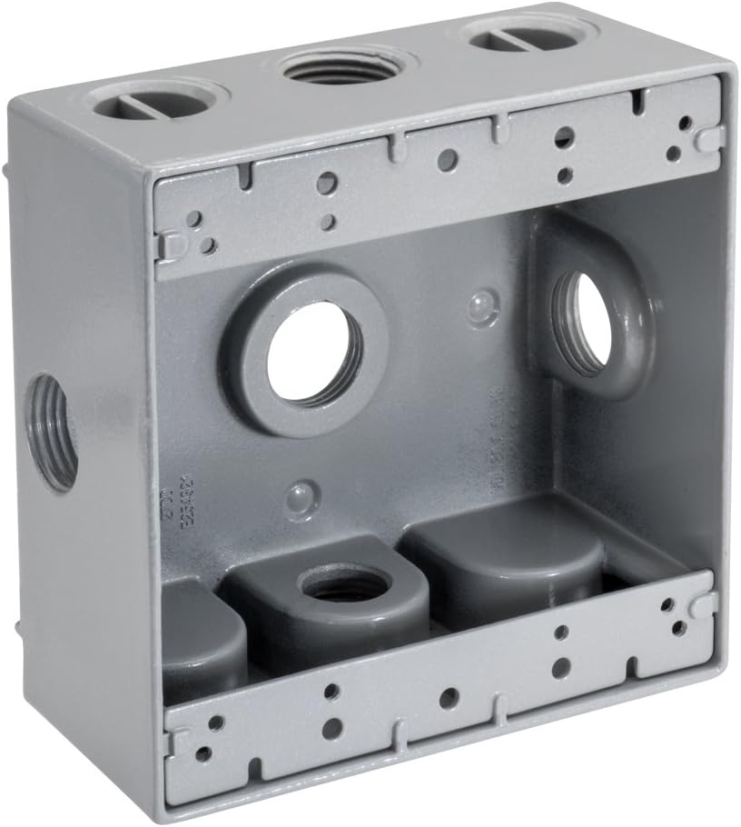TOPAZ 3/4" Double Gang Weatherproof Boxes 5 Hole | Electrical Box, Gray ...