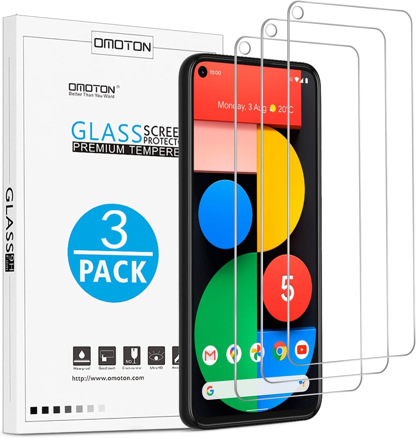 Amazon.com: OMOTON [3 Pack Screen Protector for Google Pixel 5 ...