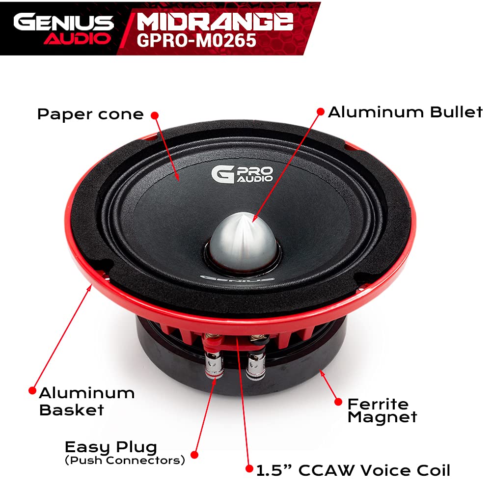 Genius Audio GPRO-M0265 6.5" 300 vatios máx. 150 vatios RMS Pro Audio ...