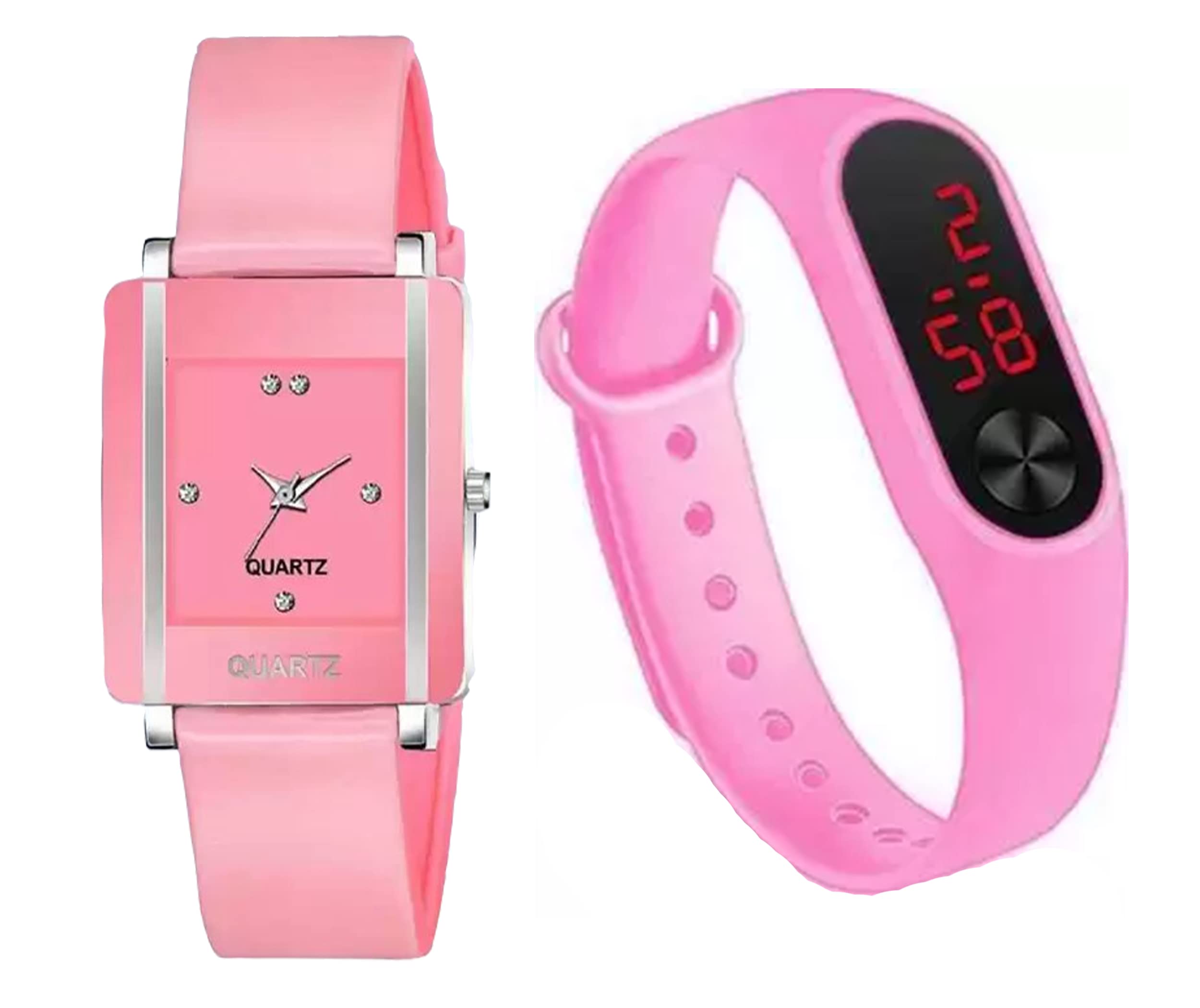 Buy FROZIL Pink Analogue Square and Rectangular Digital Dial LED ...