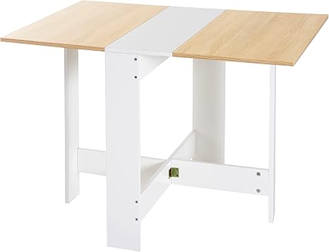 HOMCOM Drop Leaf Table Wood Folding Dining Table Multi-Use Side Table ...
