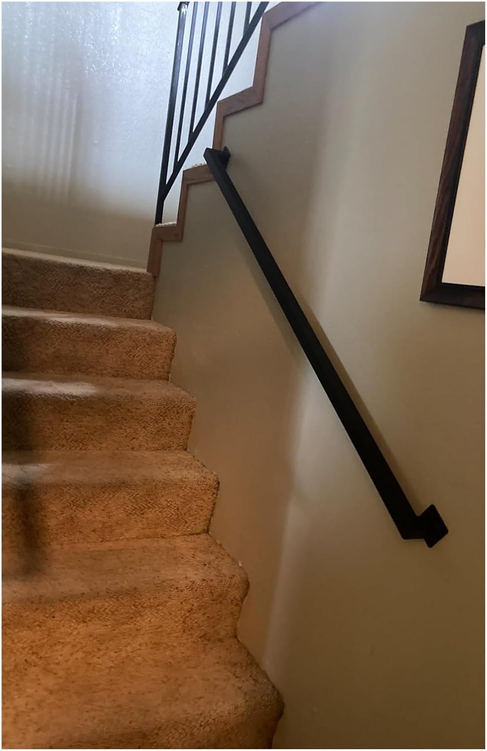Black Hand Rail for Stairs Metal Wall Mount Heavy Duty Staircase il ...