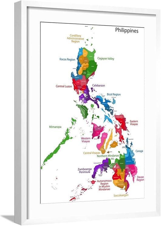 Amazon.com: ART.COM Wall Art Print Map of Republic of the Philippines ...