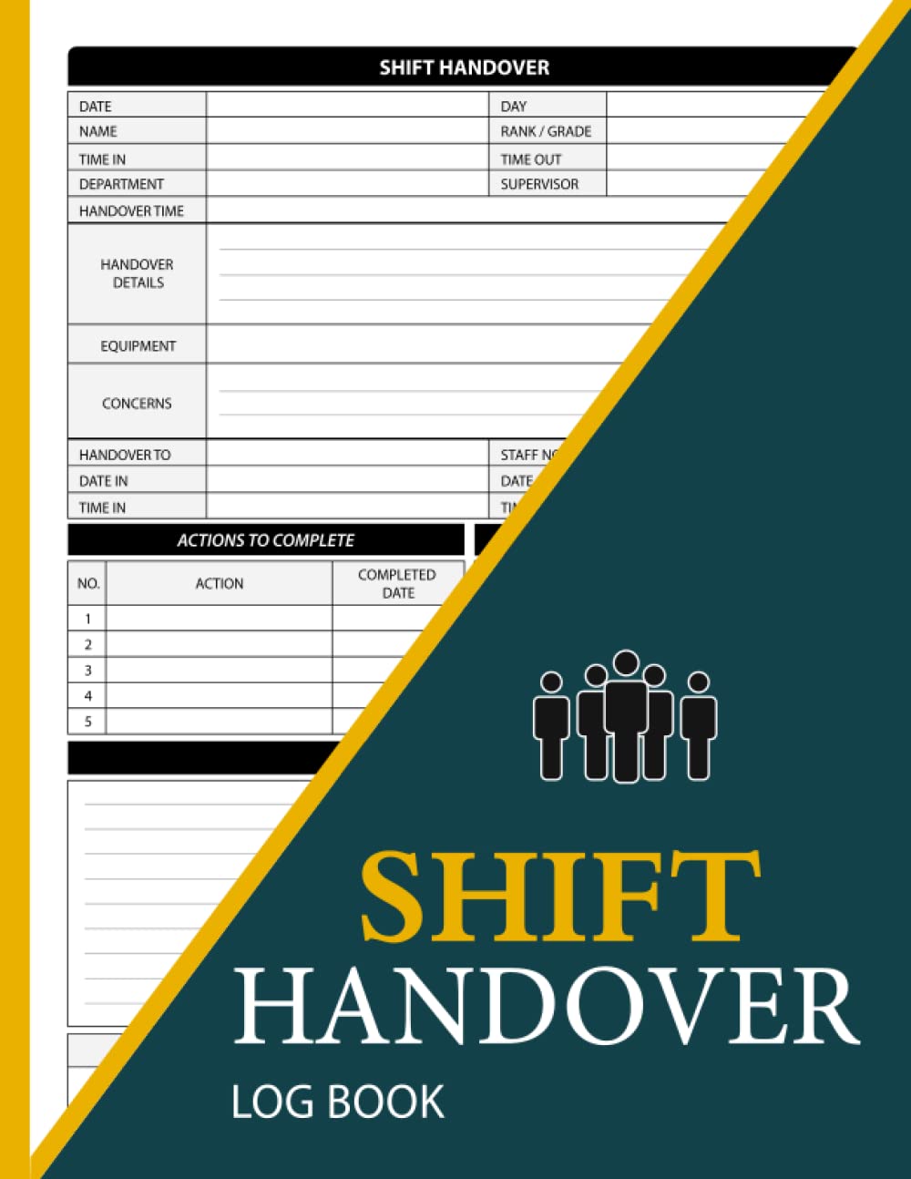 Shift Handover Log book: Shift Handover Organizer for Recording Duty ...