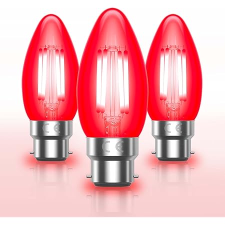 Ambient Vintage 4w LED Red Candle Light Bulb B22 Bayonet Clear Glass ...