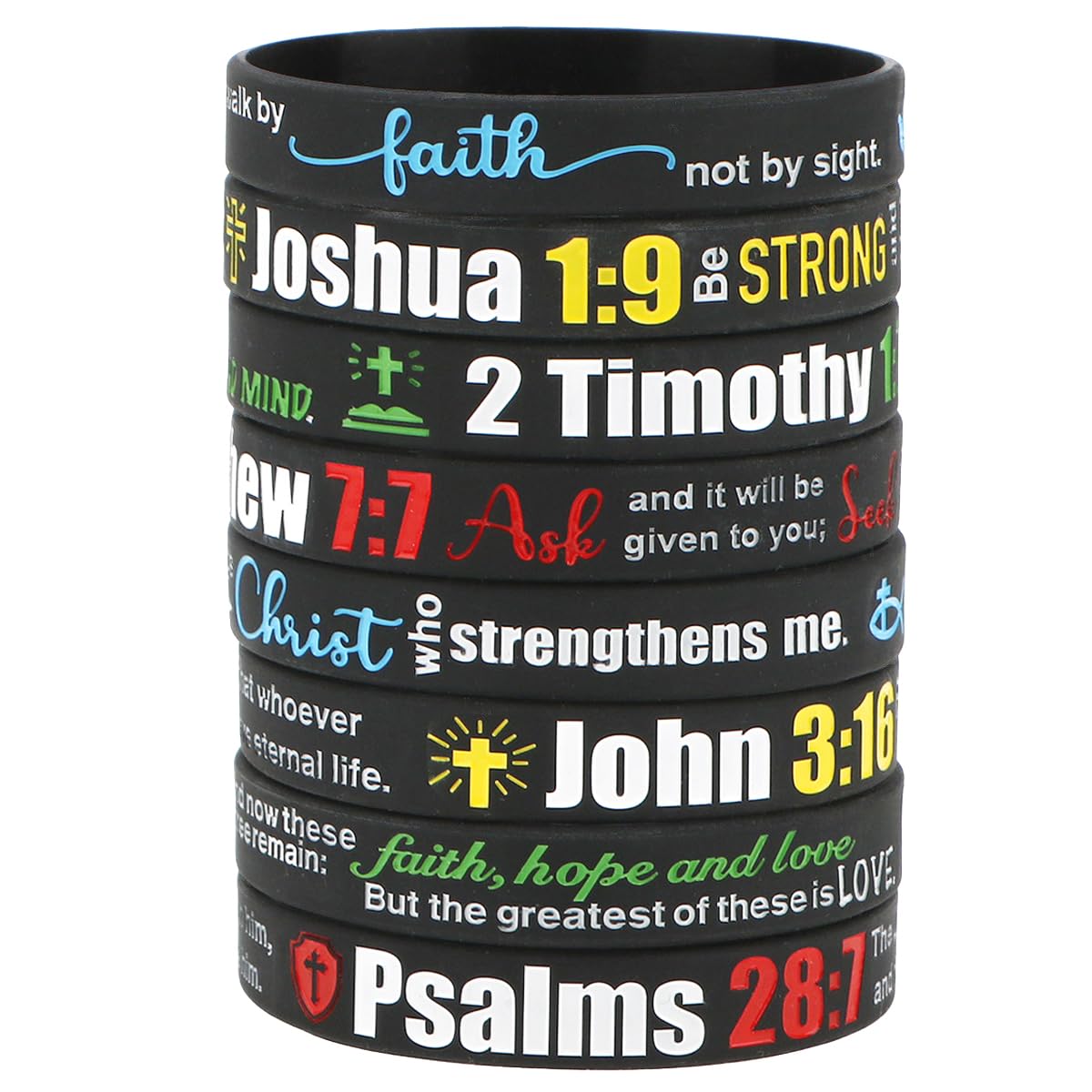 Snapklik.com : Kilofly 8-Pack Christian Bible Verse Silicone Wristbands ...