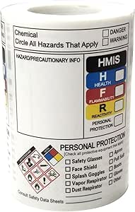 SDS OSHA Data Labels for Chemical Safety 4 x 3 Inch GHS Secondary ...