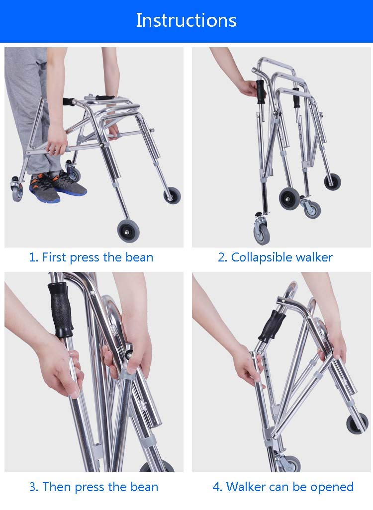 Roscloud@ Walker Pulley Rear-Mounted Walker One-Way Folding Anti ...