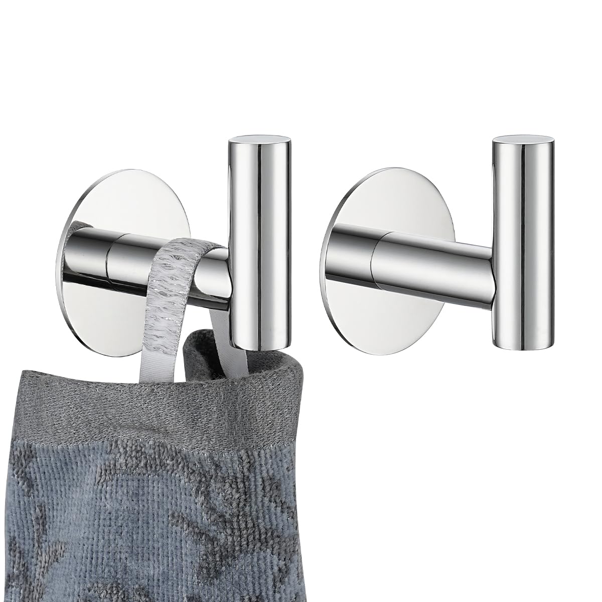 JQK Self Adhesive Towel Hook Chrome, No Drill Stick on Coat Robe ...