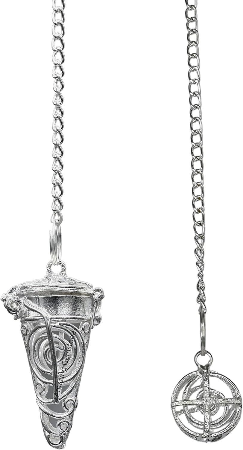 Amazon.com: Healing Metal Pendulums for Divination, Silver Cone Chamber ...