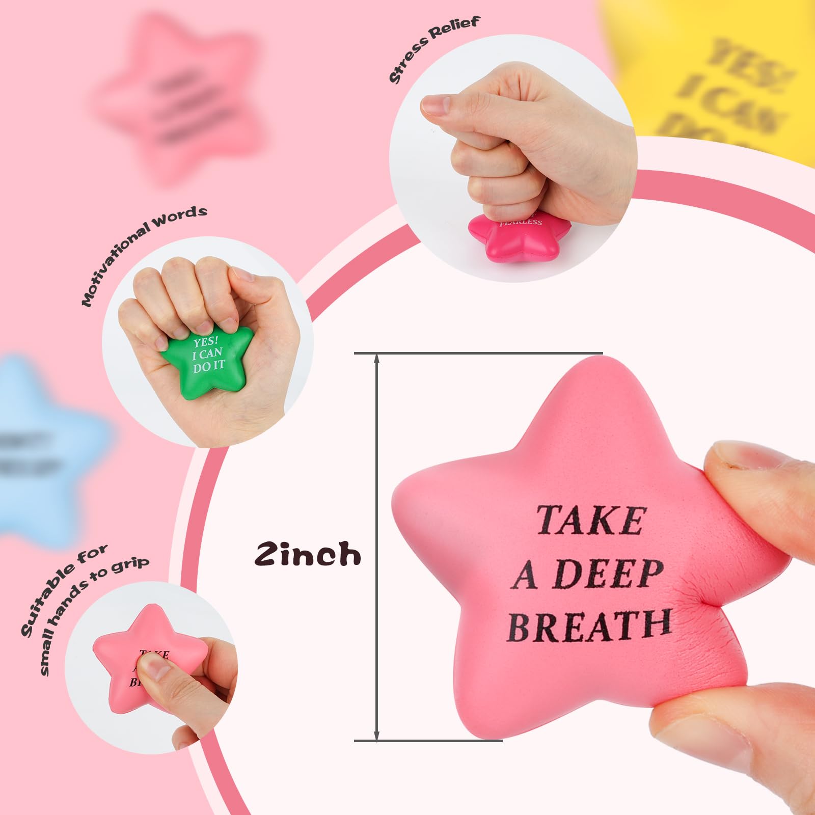 Snapklik.com : 24PCS Star Stress Balls, 2inch Squeeze Toys Colorful ...