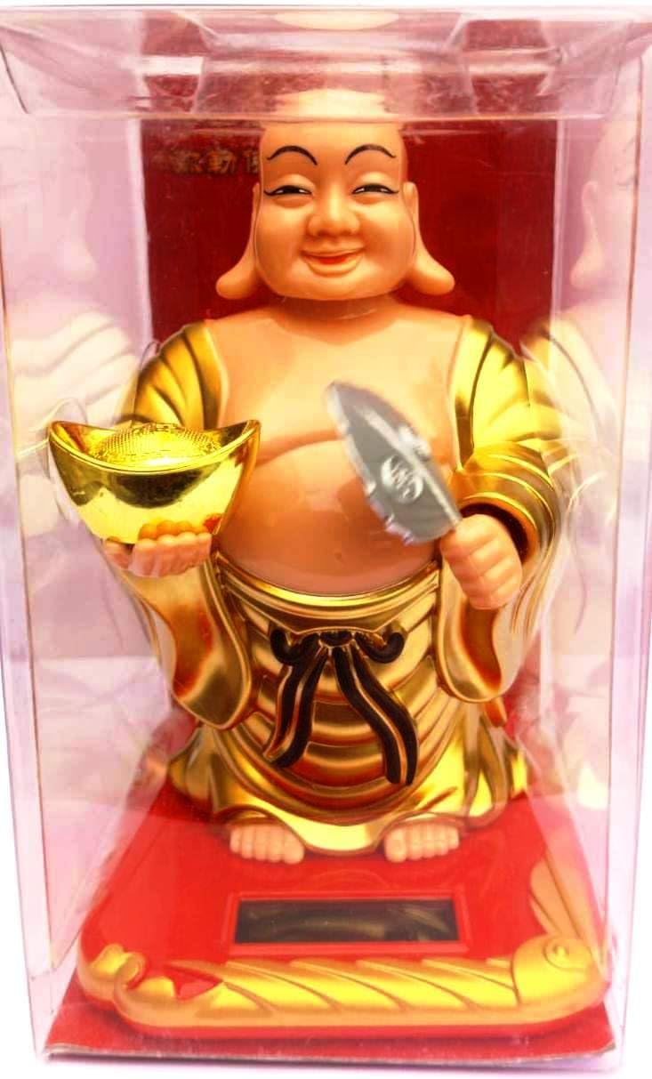 Buy S3A Feng Shui Fiber Solar Monk Laughing Buddha|Statue Inside ...
