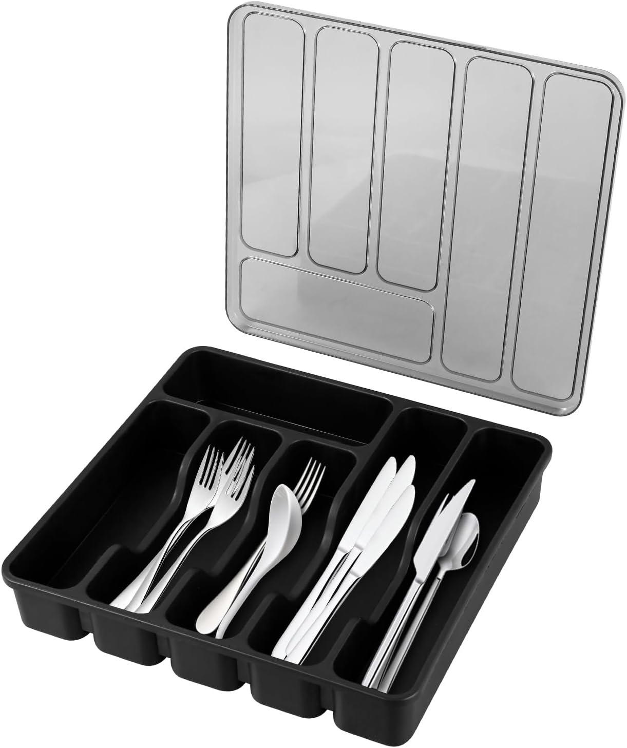 Amazon.com - MABCIRY Silverware Organizer with Lid and 6 Compartments ...