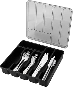 Amazon.com - Silverware Organizer With Lid, Flatware Utensil Storage ...