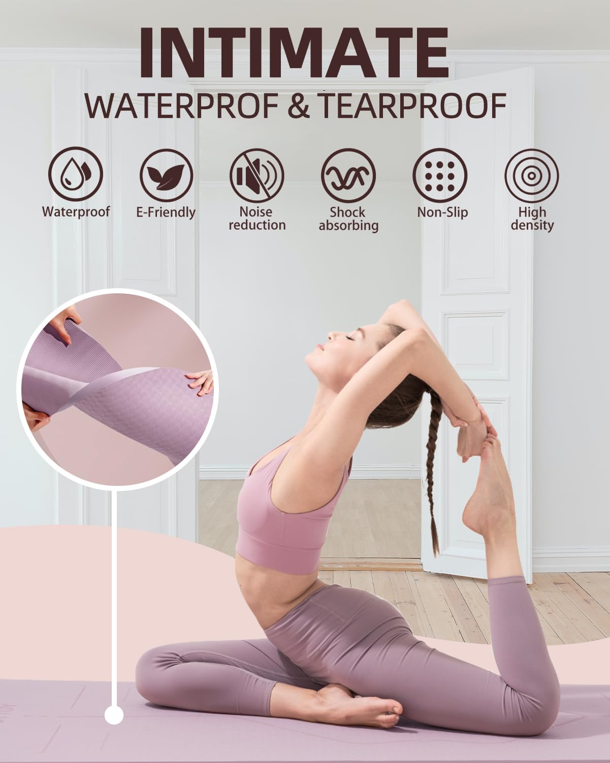 YOTTOY Thick Yoga Mat for Home Workout,72"x 32/24"x1/3" Non-Slip ...