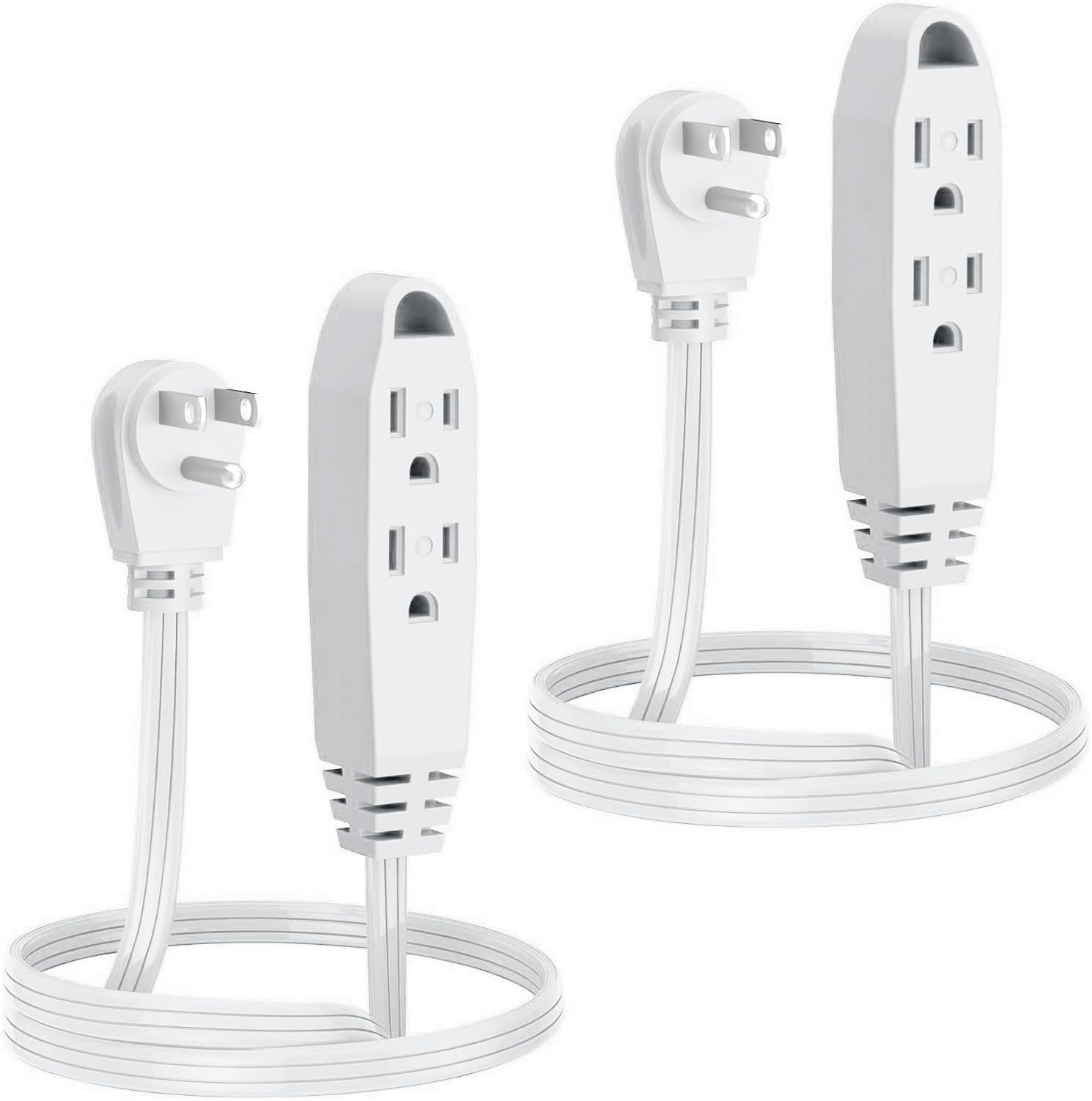 K KASONIC - 6 Feet 3 Outlet Extension Cord 2 Pack - Triple Wire ...