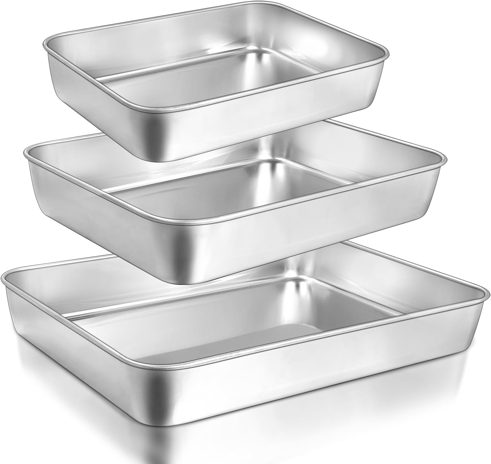 Amazon.com: Baking Pans Set of 3, Commercial Grade Stainless Steel ...