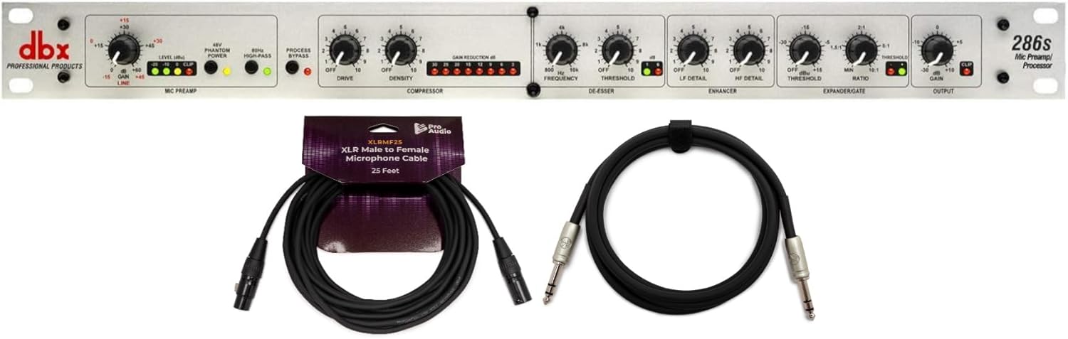 Amazon.com: DBX 286s Microphone Pre-Amp Processor Bundle with Female Microphone Cable and TRS to ...
