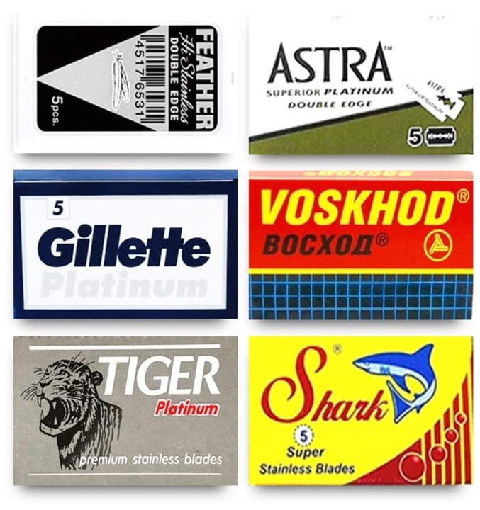 Astra-Feather-Shark-Tiger-Voskhod Double Edge Razor Blades Sampler, 30 ...