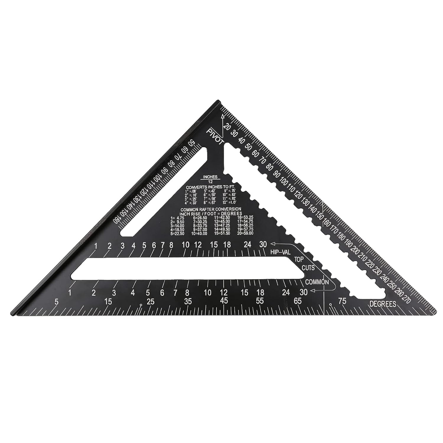 12 Inch Rafter Square Aluminum Alloy Metric Triangle Ruler Double Scale ...