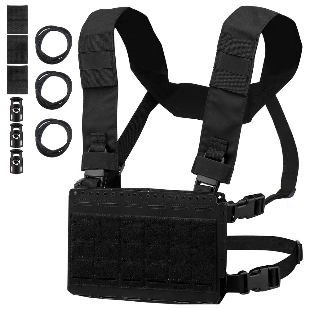 Amazon.com : MOLLE Chest Rig Mag Placard Hook Loop Airsoft Magazine ...
