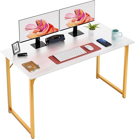 Amazon.com: PayLessHere | 47 Inch Computer Desk | White Gold | Office ...