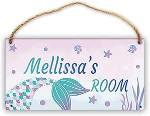 Amazon.com: Personalized Mermaid Door Sign for Girls Room Wall Decor ...