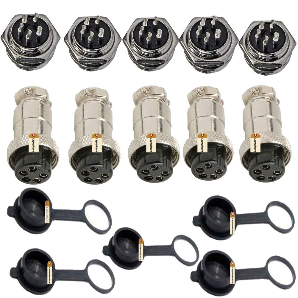 Lsgoodcare10pairs Gx16 5pin Aviation Wire Connector Thread Male Female ...