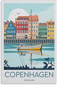 Amazon.com: Copenhagen Denmark Vintage Travel Posters Lake Wall Art ...