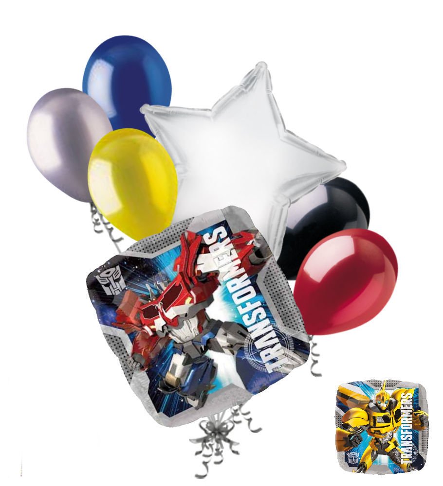 7 Pc Transformers Optimus Prime And Bumblebee Balloon Bouquet Super ...