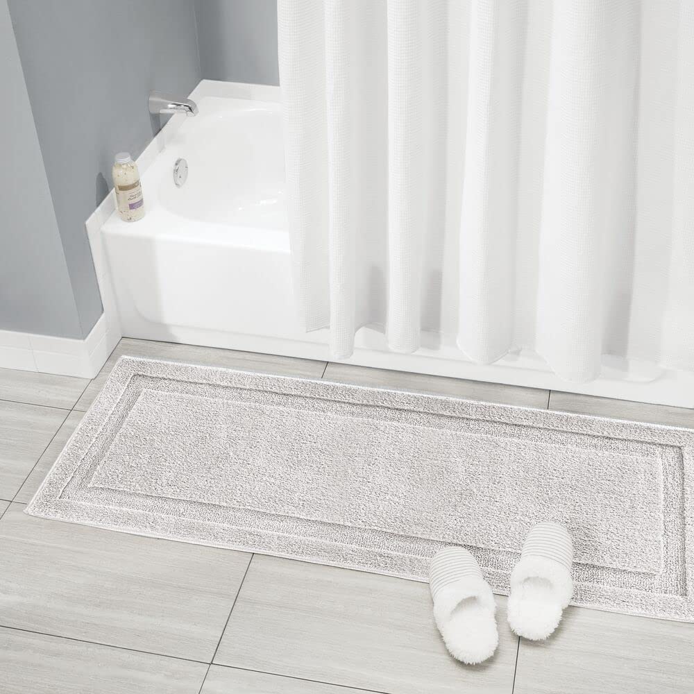 mDesign Large Modern Bath Mat Runner - Non-Skid Bathroom Runner Rug ...