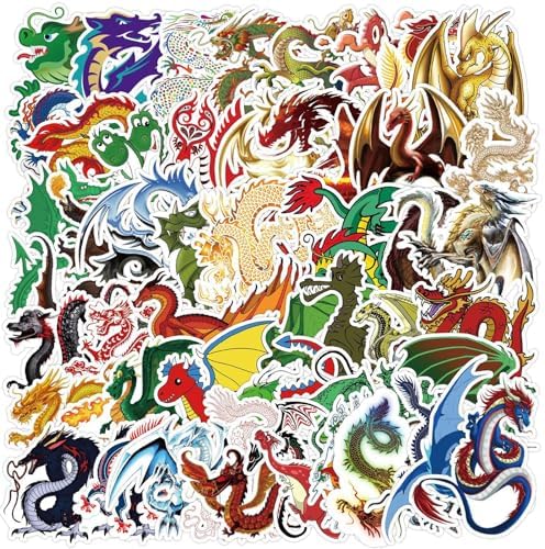50 Pcs Dragons Stickers Pack for Water Bottles, Pterosaur Western ...