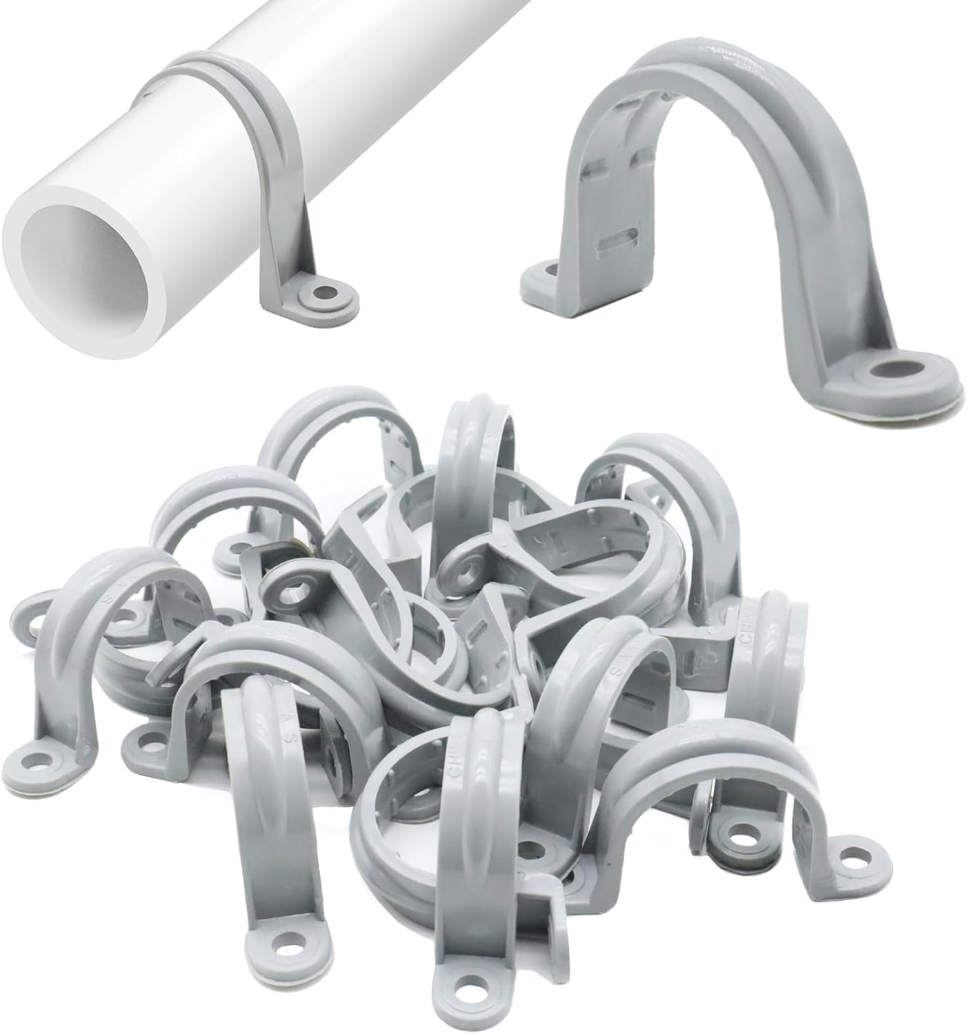 Pipe Strap Clamp, 2-Holes Plastic Conduit Pipe Clamps PVC Pipe Supports ...