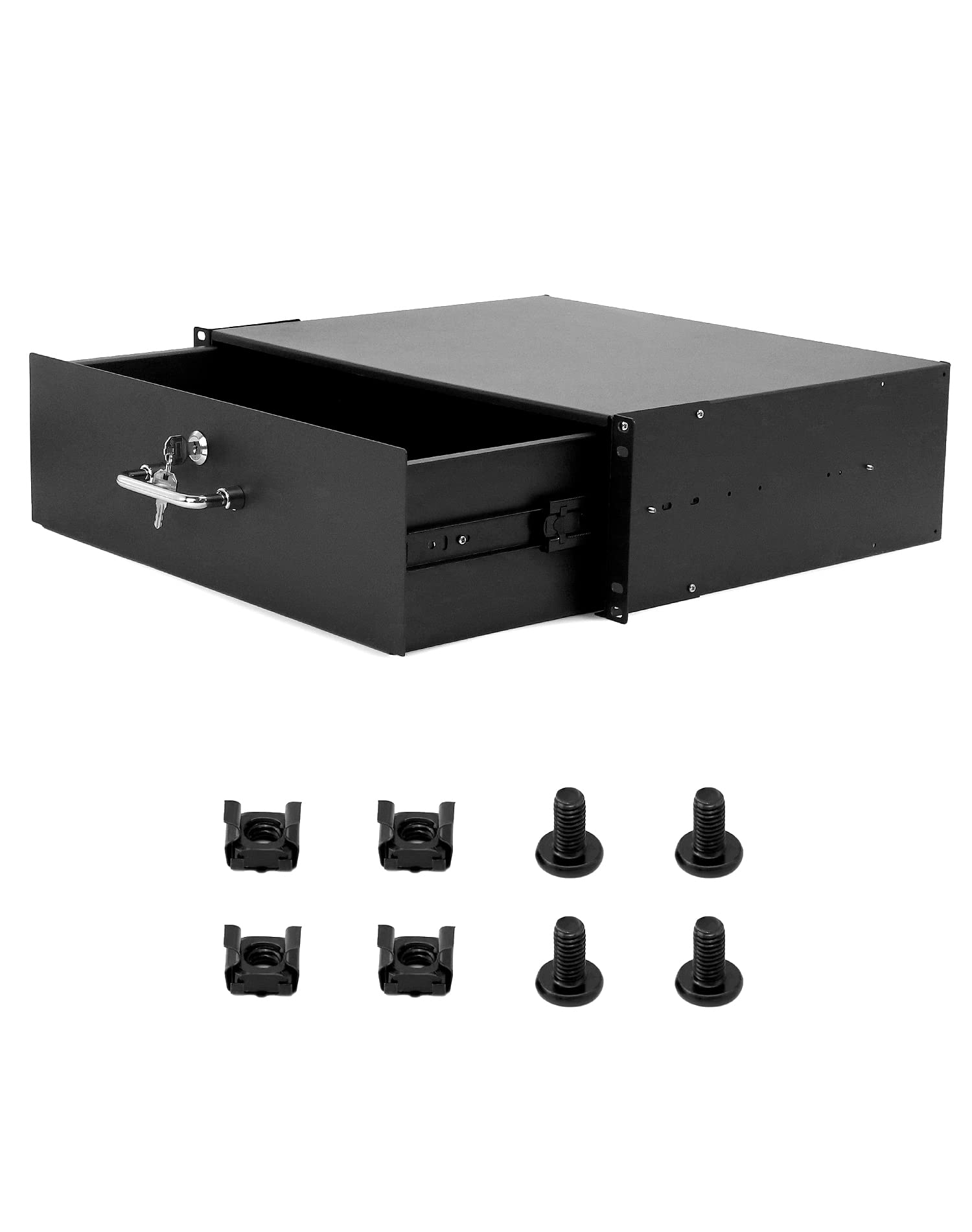 QWORK 3U Drawer Server Cabinet Case, Rack Mount Drawer, Lockable Deep ...