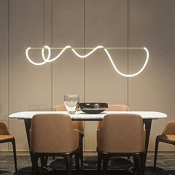 Stomee LED Linear Pendant Light Fixtures, Dimmable Dining Table Light ...