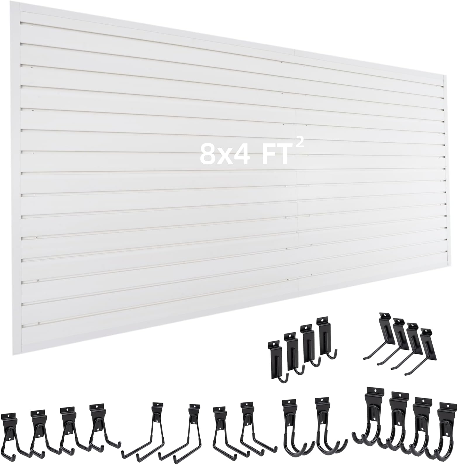FRAYSCENT Slat Wall Paneling 4'x8' with 22 Heavy Duty Garage Hooks ...