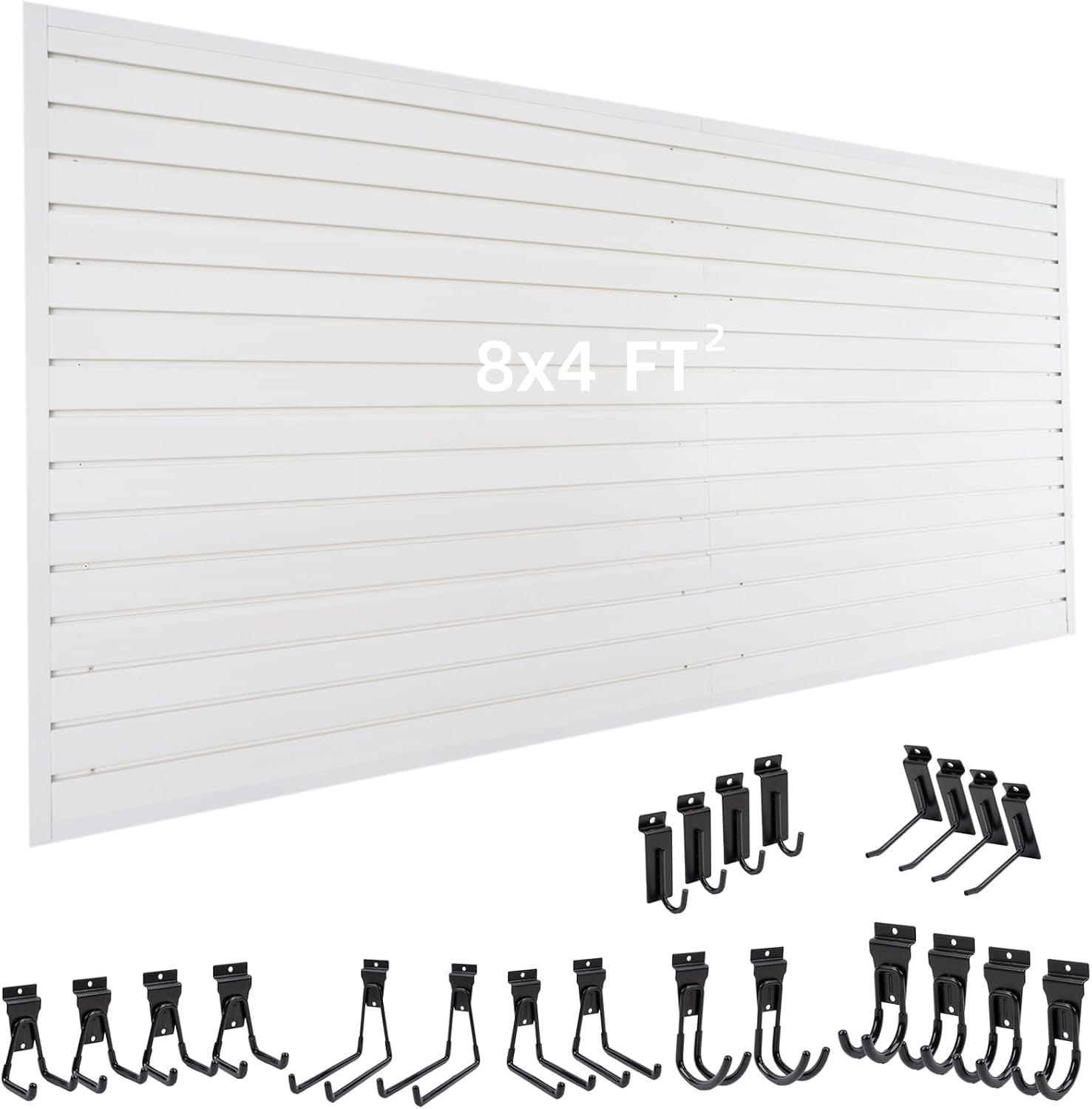 Slat Wall Paneling 4'x8' with 22 Heavy Duty Garage Hooks, Slatwall ...