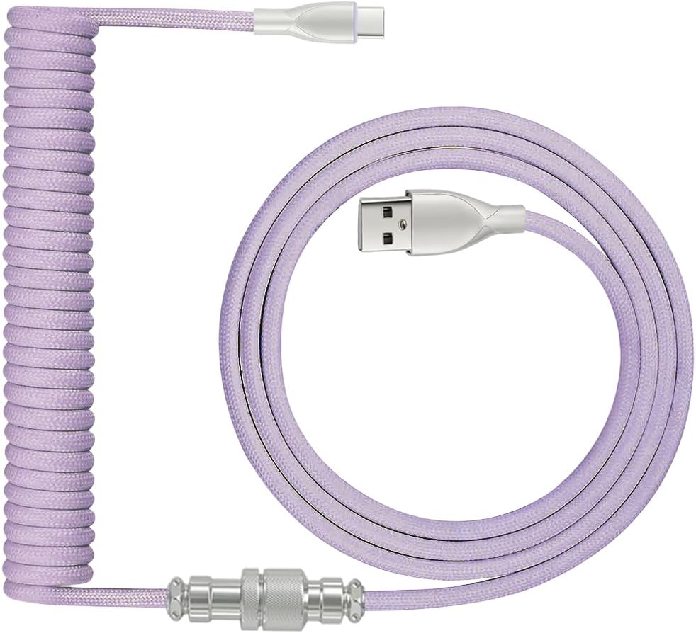 Amazon.com: PXIRQ Coiled Keyboard Cable: 1.5M USB-C to USB-A Braided ...