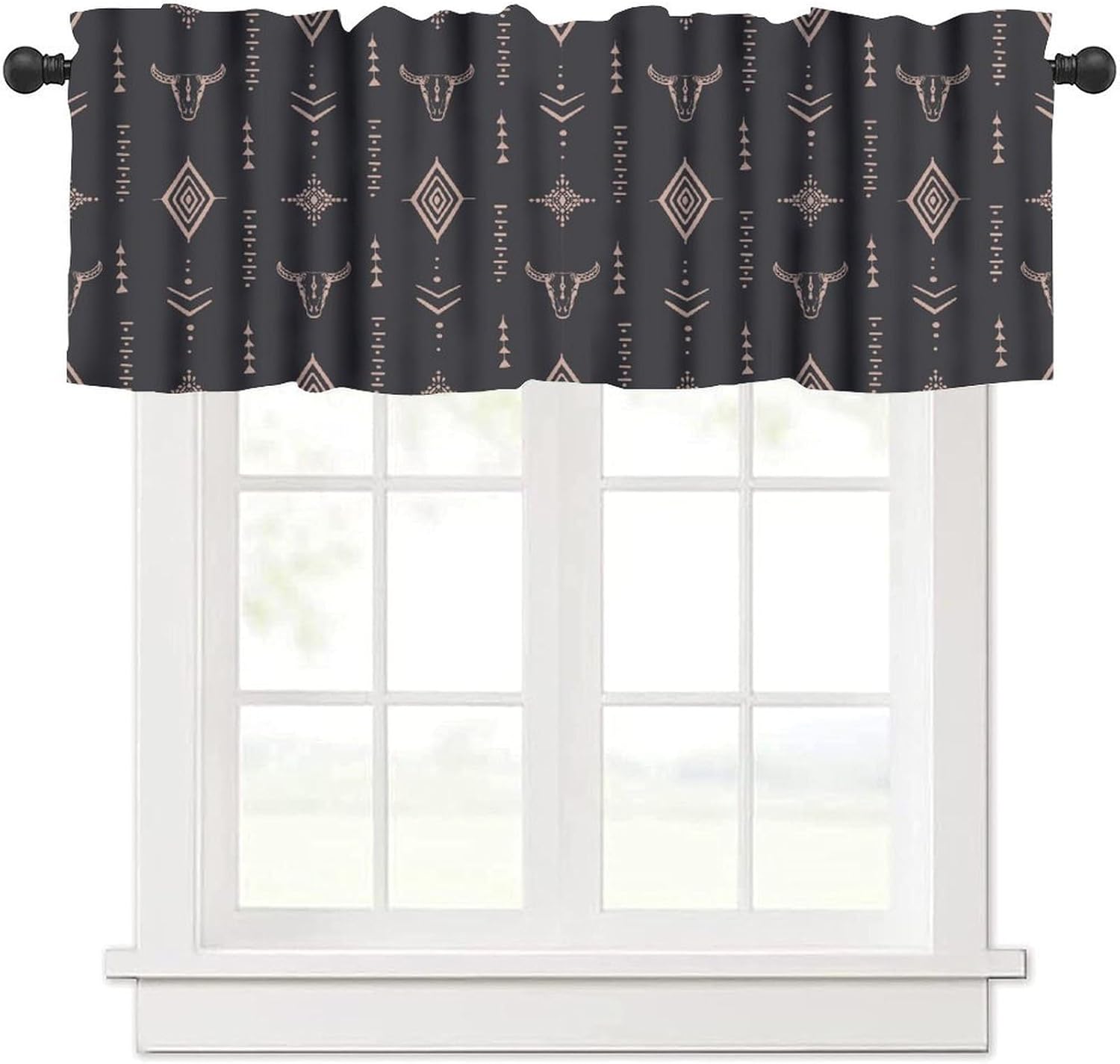 Amazon.com: JADERYS Western Valance Curtains Bull Skull Boho Aesthetic ...