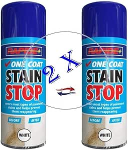 YSAMAX 2x 400 ML Stain Stop One Coat Spray Blocker White Aerosol Damp ...