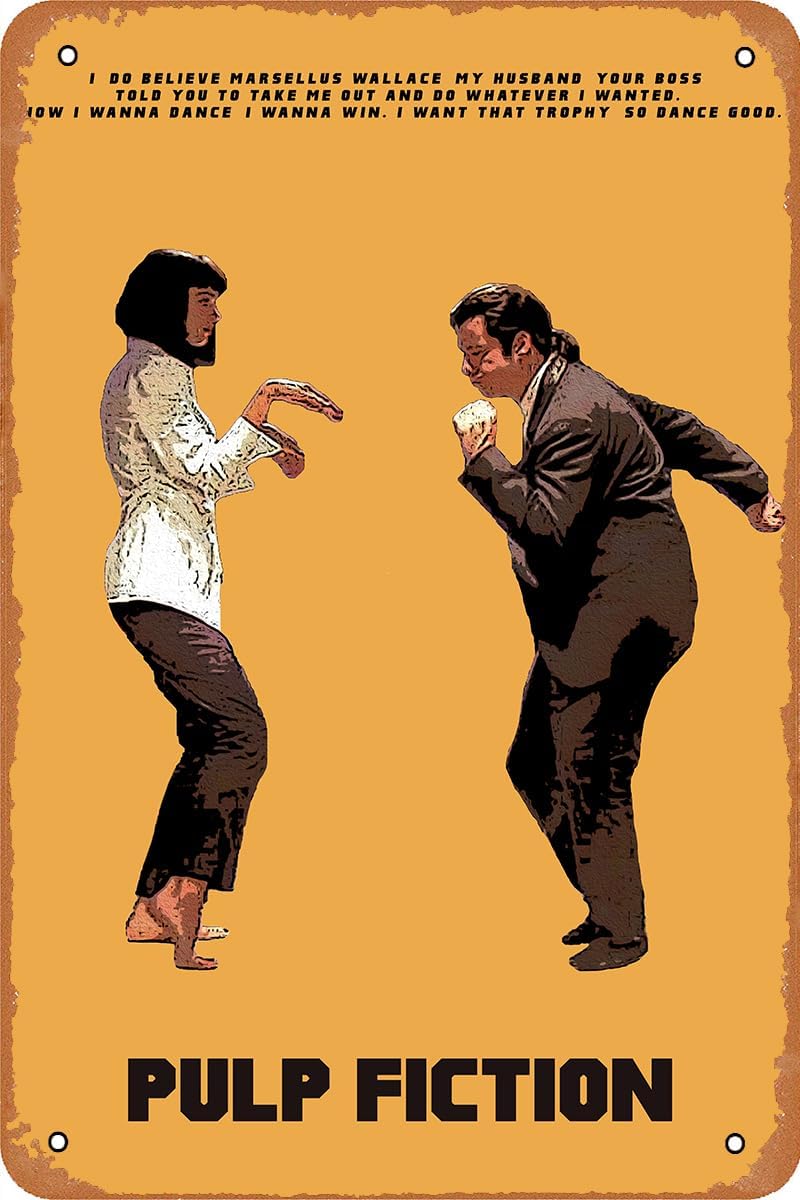 Amazon.com: Pulp Fiction Movie Poster Tin Sign Vintage Style Metal Sign ...