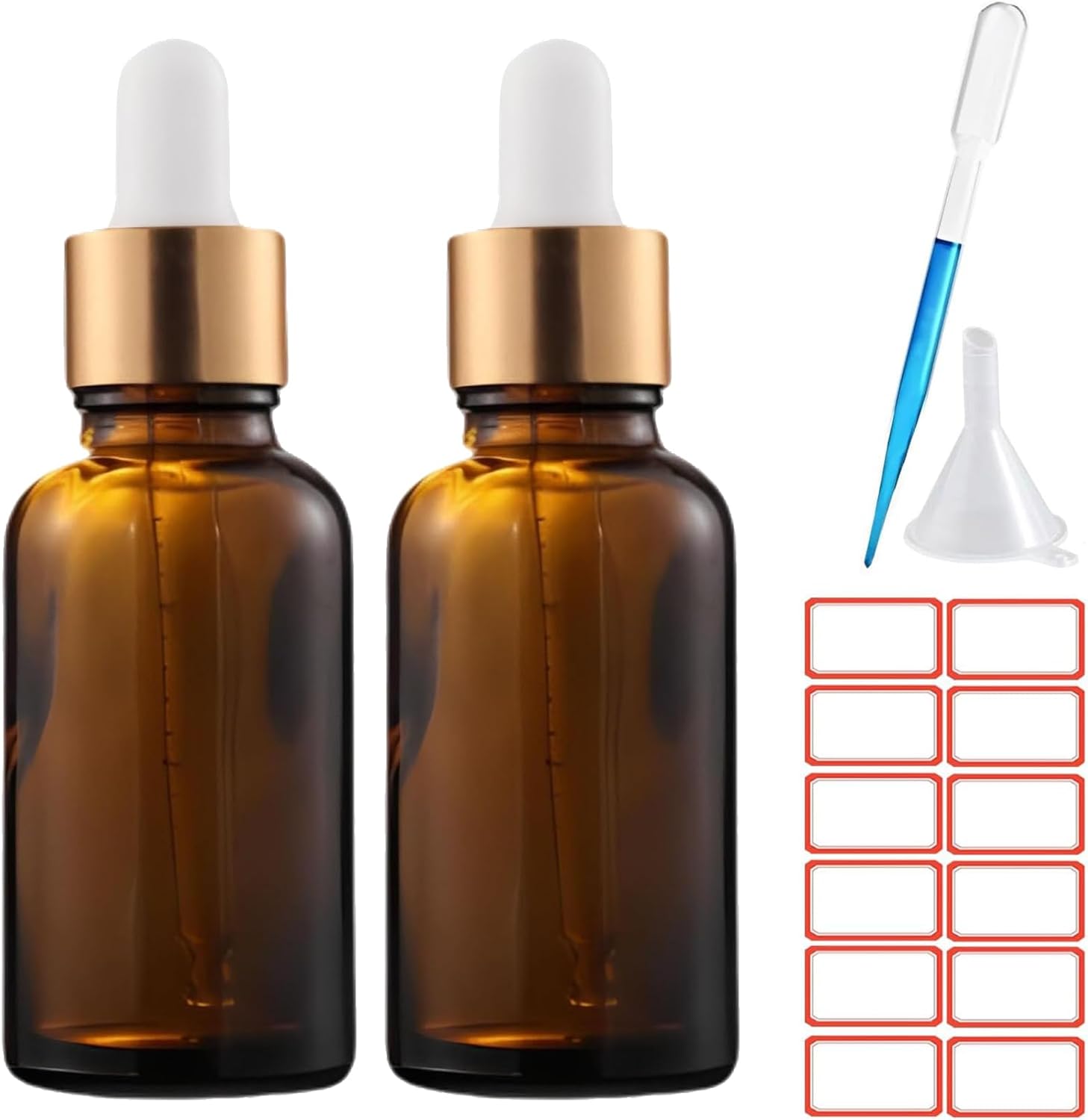SuQurtom Amber Glass Dropper Bottles 30ml - 2pcs UV Protective Leak ...