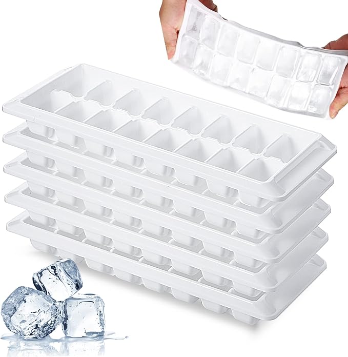 Amazon.com: 24 Pcs Plastic Ice Cube Trays Easy Release White Ice Cube ...