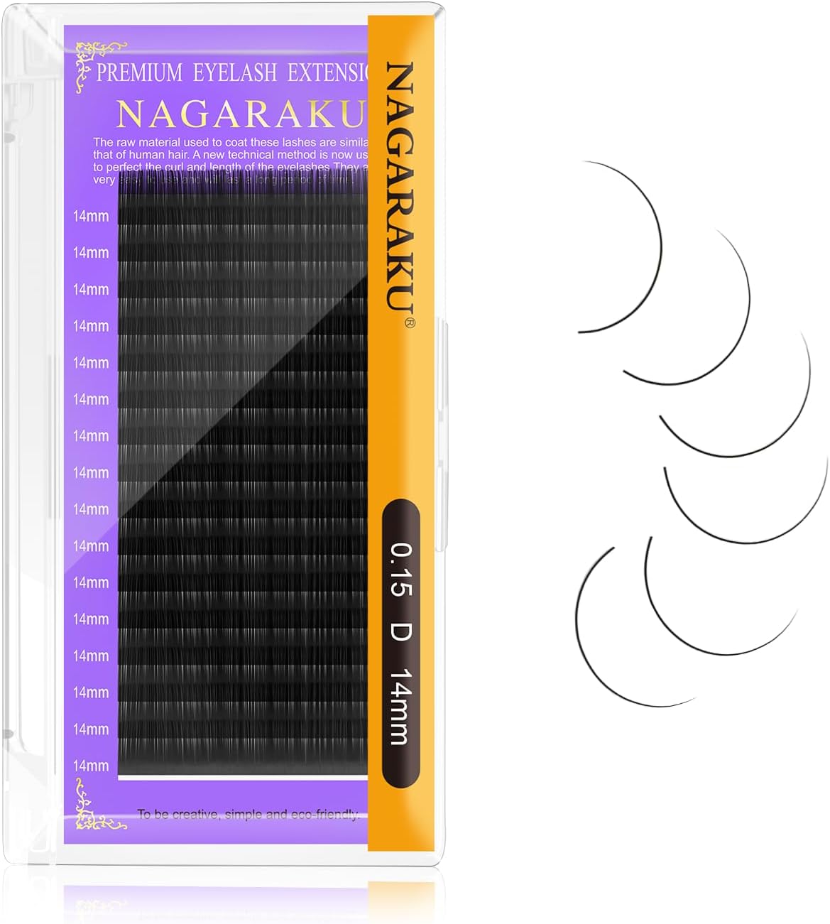 NAGARAKU Extensiones de Pestañas 1x1 Falso Mink 0.15 curva D largos ...
